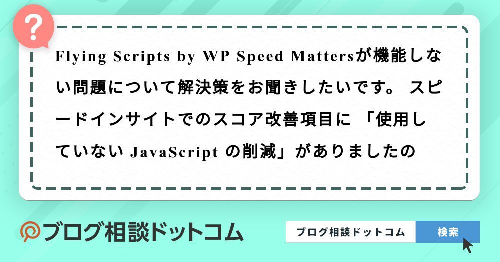 Flying Scripts by WP Speed Mattersが機能しな…